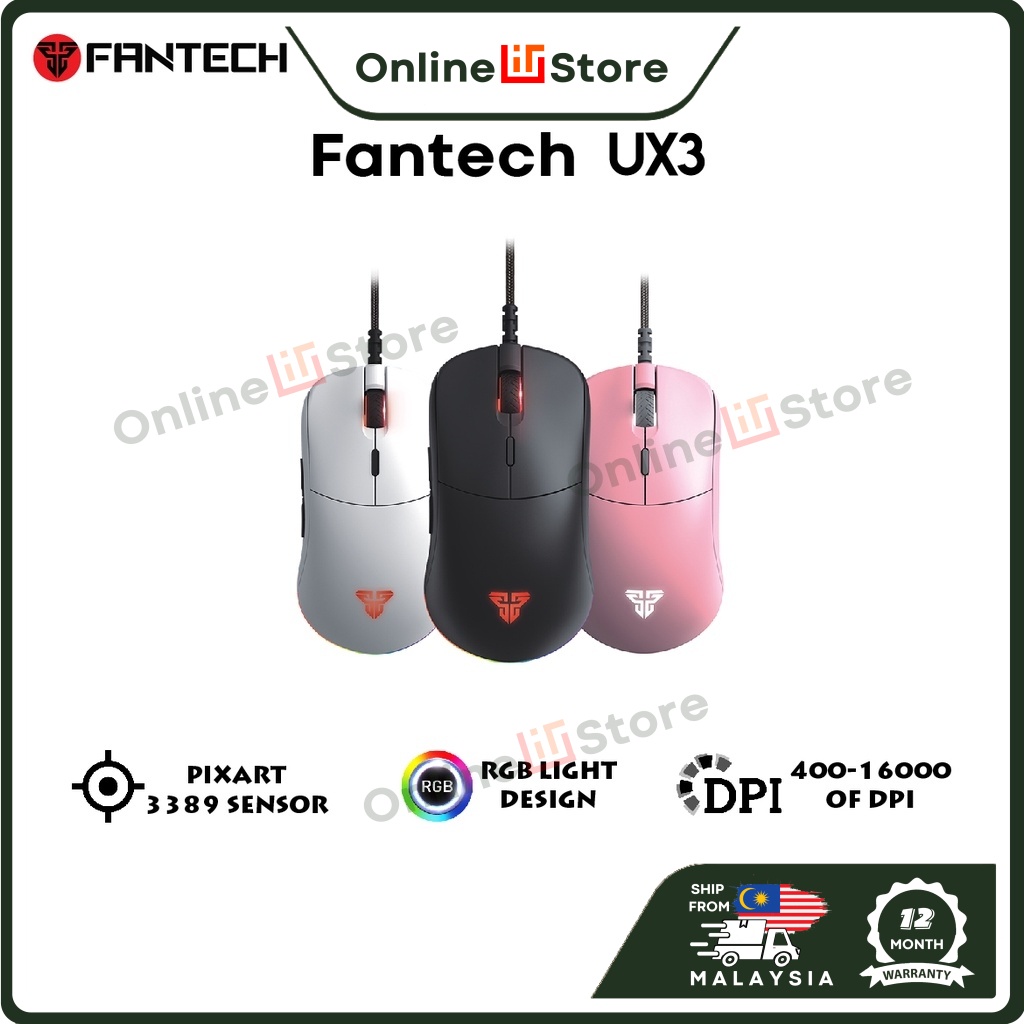 FANTECH UX3 HELIOS PIXART 3389 16000DPI 69G Light Weight ULTIMATE RGB ...