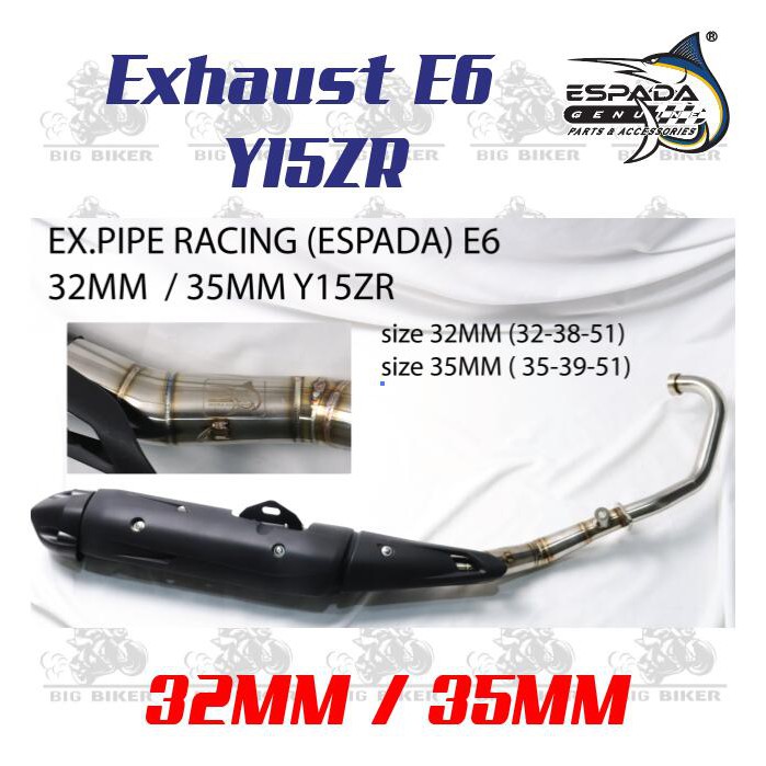 EXHAUST PIPE RACING E6 32MM 35MM Y15ZR Y15 RSX150 28MM ESPADA OPEN EXHAUST STANDARD CUTTING ...