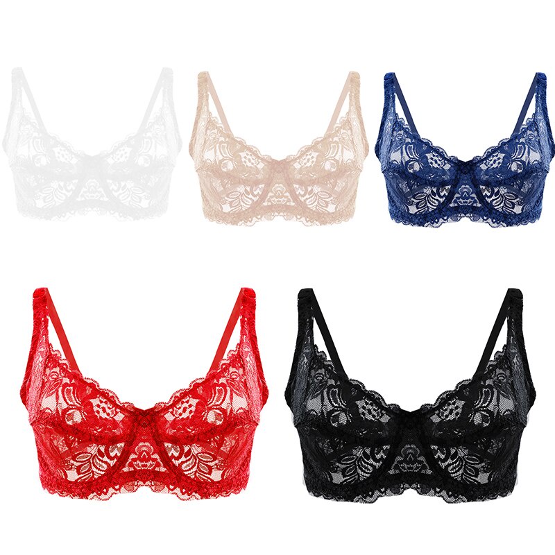 ECMLN Sexy Exquisite Lace Women Bras Non-paded Plus Size Steel Ring ...
