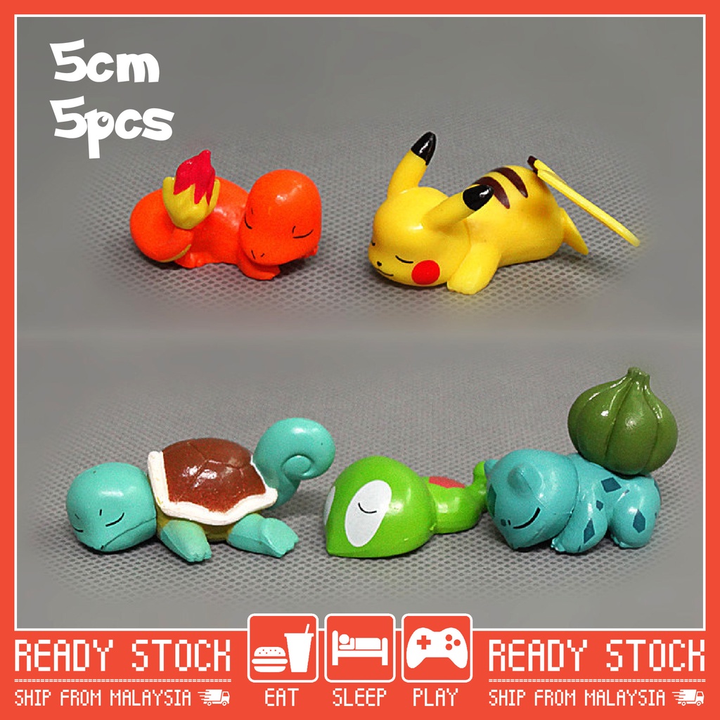 5cm Pokemon GO Character Sleeping Pikachu Charnander Squirtle Bulbasaur ...