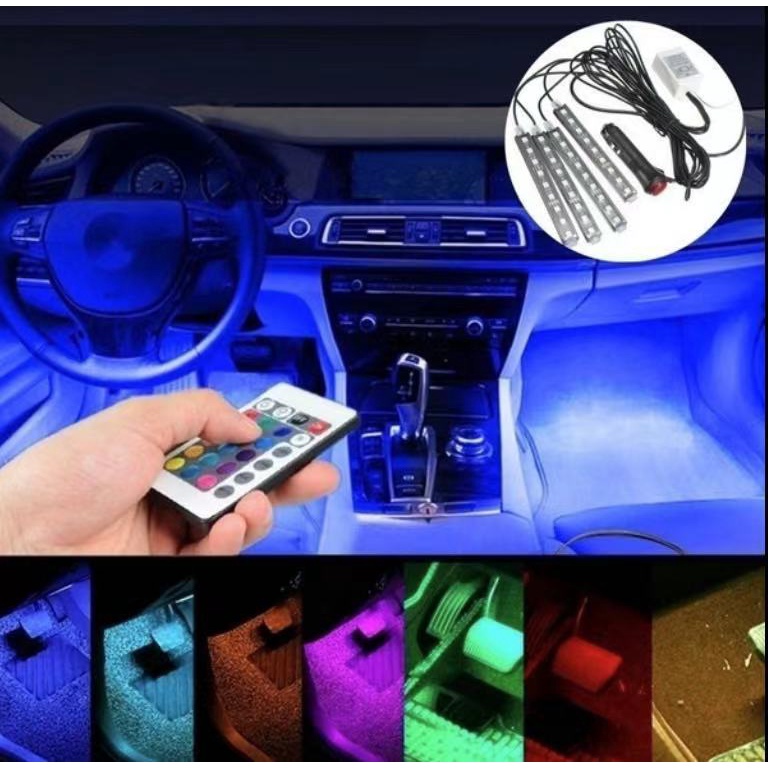 Wireless Remote Control Car RGB LED Neon Interior Light Lamp Strip ...