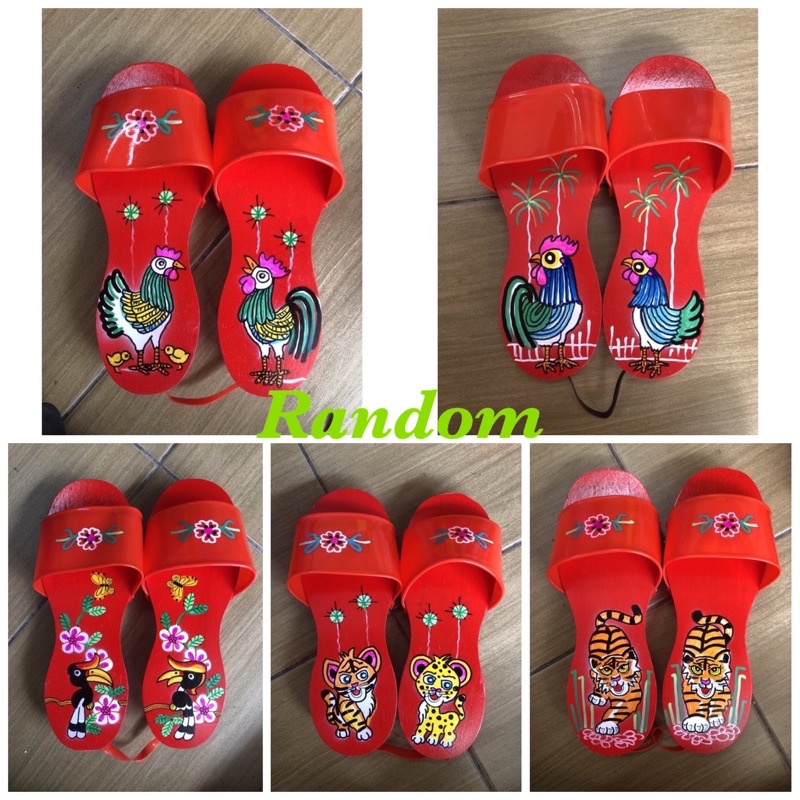 [READY STOCK]🔥Traditional Chinese Wooden Red Hand Drawing Women Clogs ...