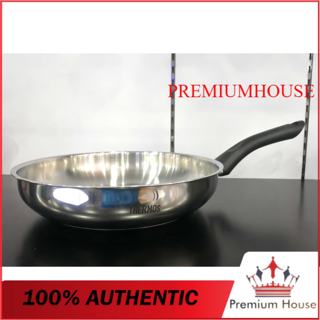 Buffalo 24cm SUS 304 Stainless Steel Fry Pan / Thermos 26cm Stainless ...