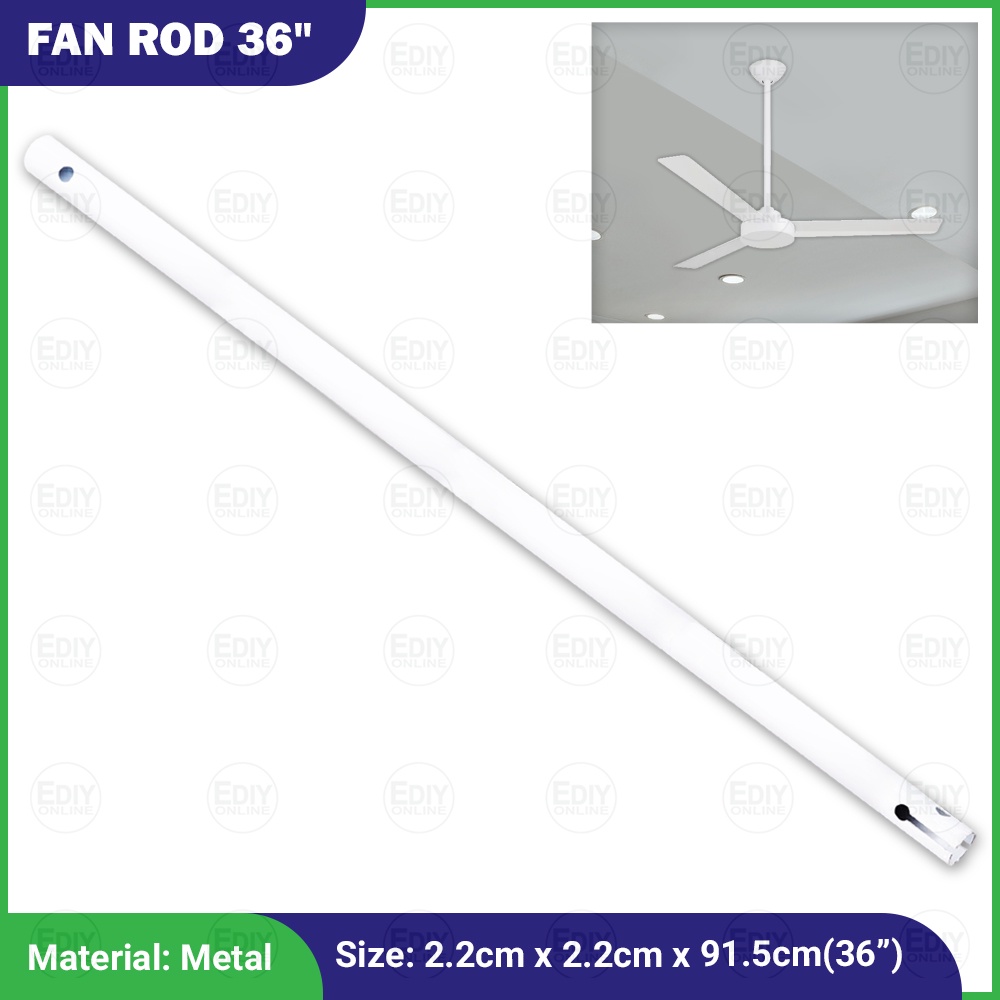 UNIVERSAL CEILING FAN EXTENSION DOWN FAN ROD PIPE WHITE 6 12 18 30 36 ...