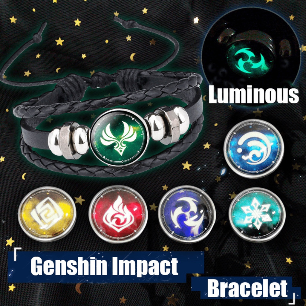 Genshin Impact Vision Bracelet adjustable leather Cosplay 7 Elements ...