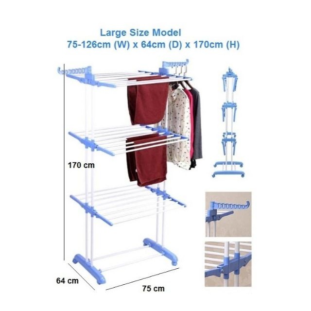 (READY STOCK)3 Tier Foldable Clothing Drying Rack Clothes Rack Clothes ...