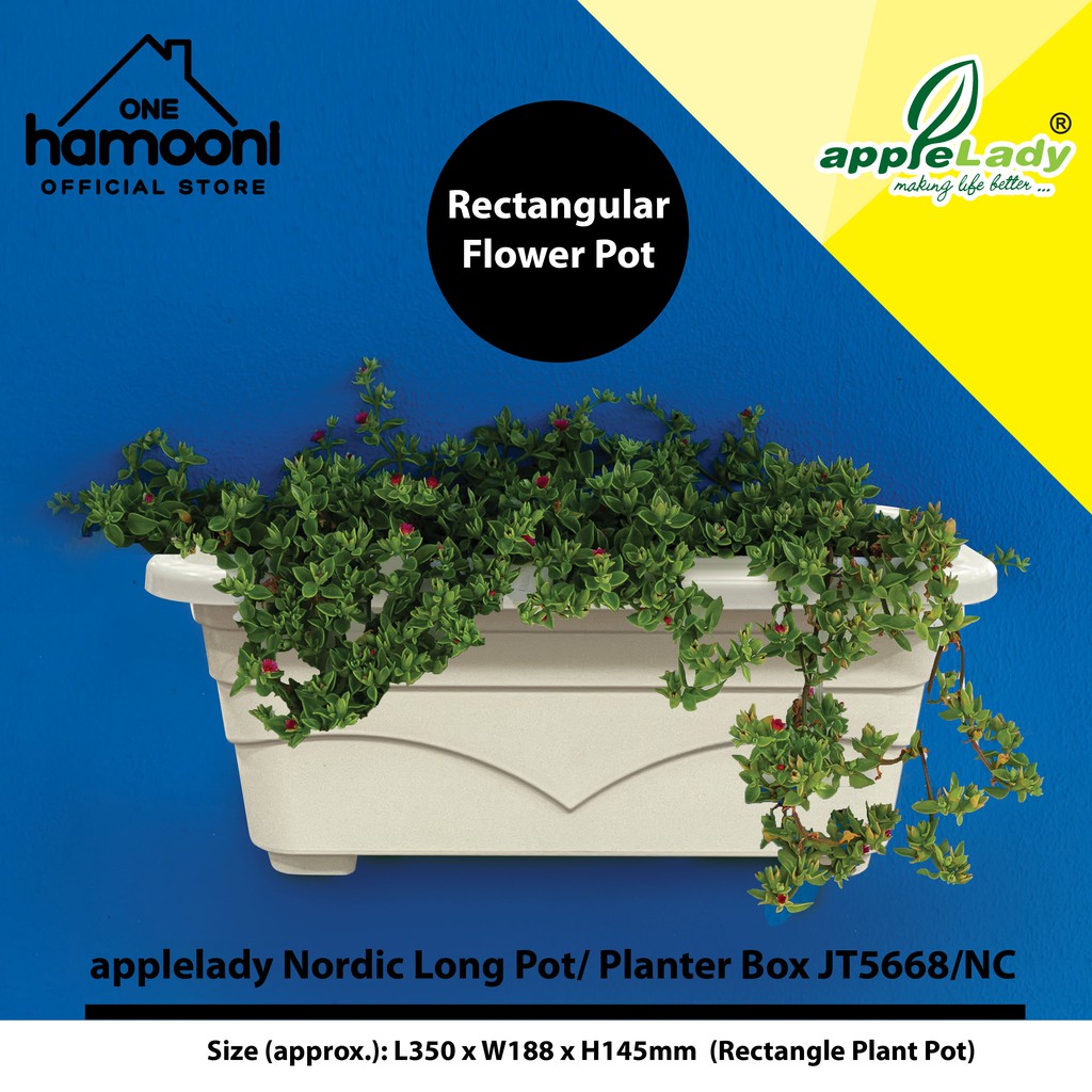 [Buy 2 at RM11.90] Applelady Nordic Rectangular Flower Pot White/Long ...