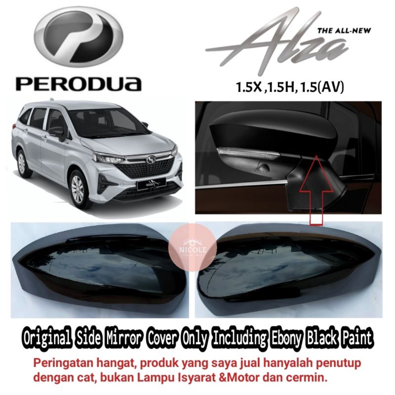 Perodua All New Alza side mirror cover including crystal black paint ...