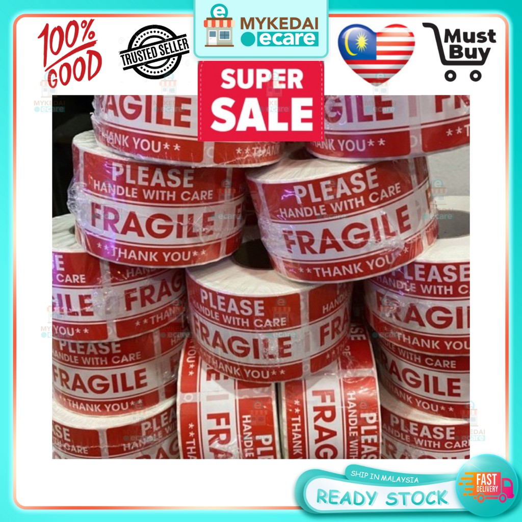 FRAGILE STICKER WARNING LABEL STICKER TAPE ROLL 500PCS | Shopee Malaysia