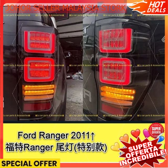 Ford Ranger T6 T7 TailLamp Led Light bar#Smoke Black #red #tail brake ...