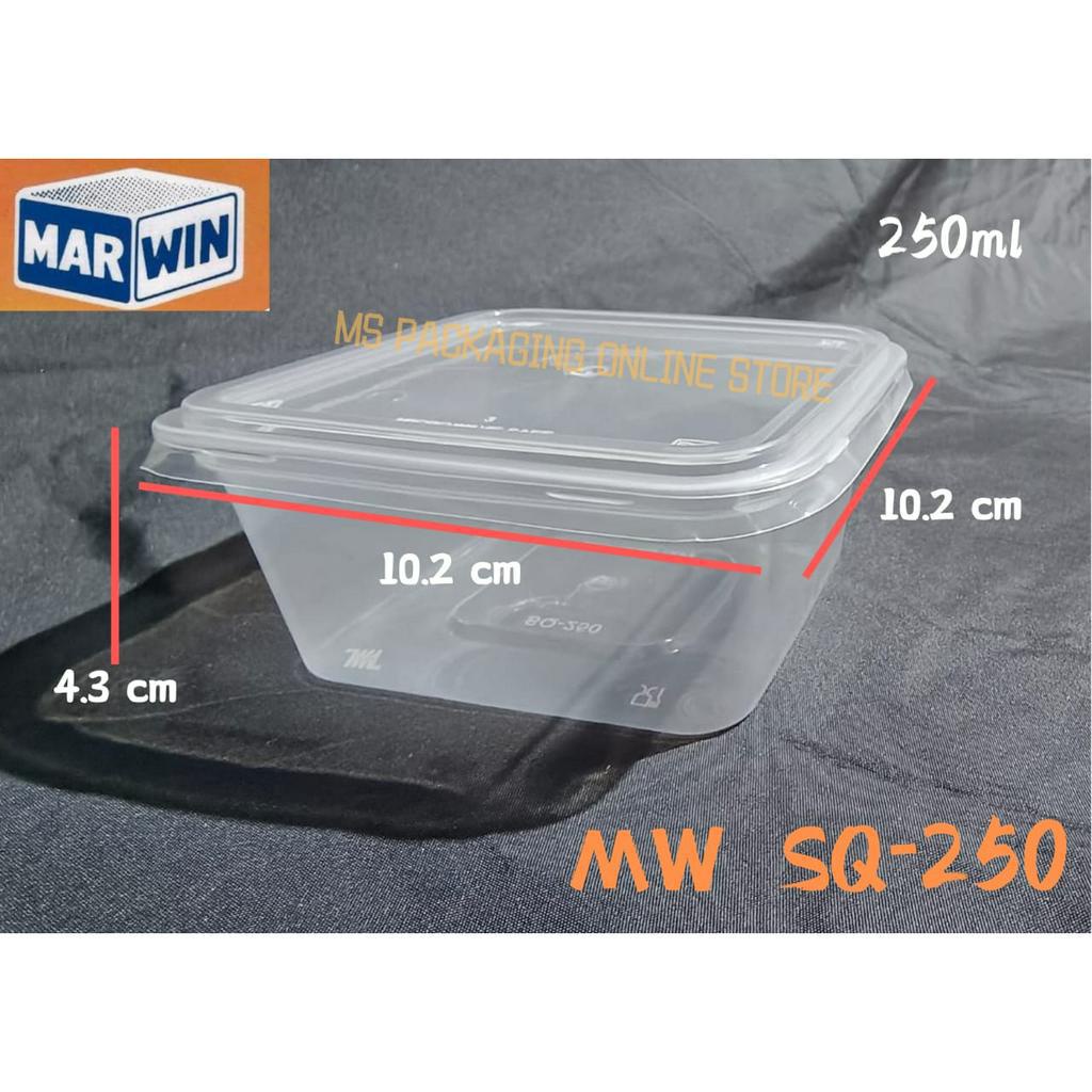 MW SQ-250 Microwavable Square Container with Lid (50set±)/(250ml ...