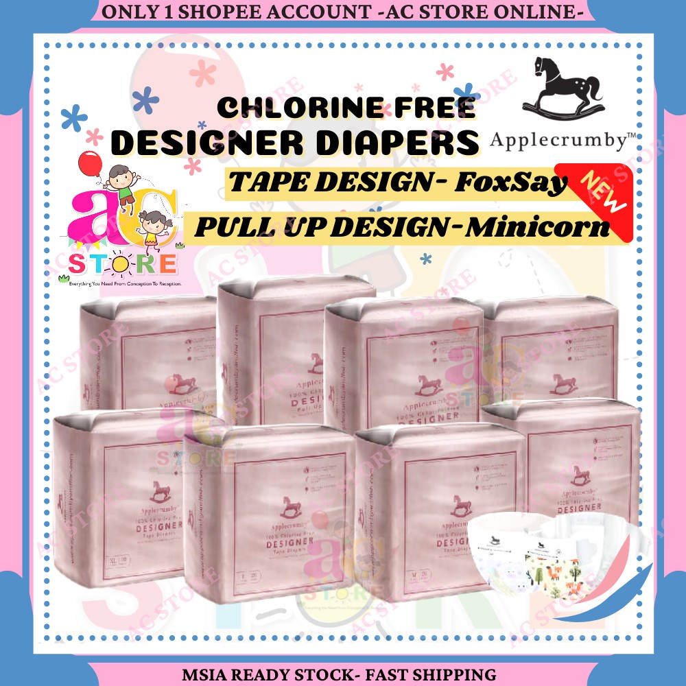 (( Limited Edition ))AC-Applecrumby Chlorine Free Baby Diapers Designer ...