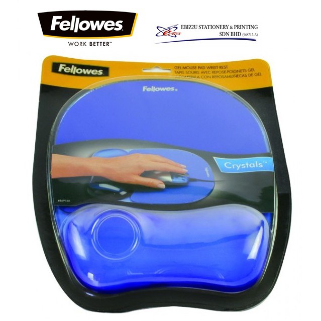 Fellowes Crystals Gel Mouse Pad and Wrist Support CRC91141- Blue ...