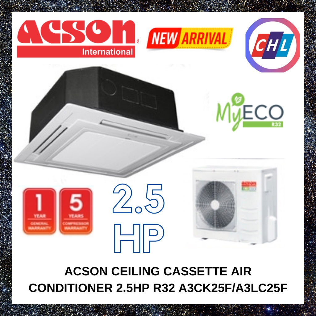 ACSON CEILING CASSETTE AIR CONDITIONER BUILT IN WIFI R32 [2.0HP A3CK20F/A3LC20F]/[2.5HP A3CK25F ...