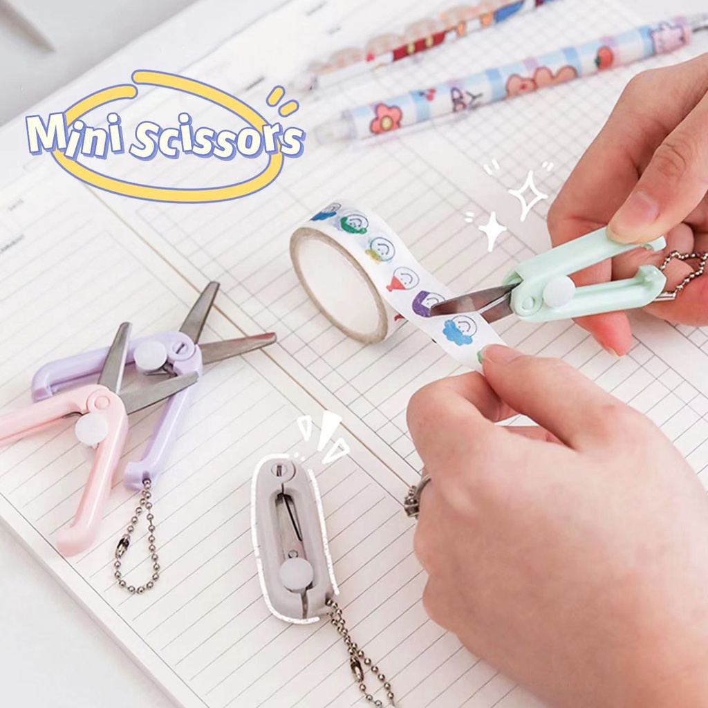 Letit Cute Mini Retractable Scissors Portable Scissors Macaron Color ...