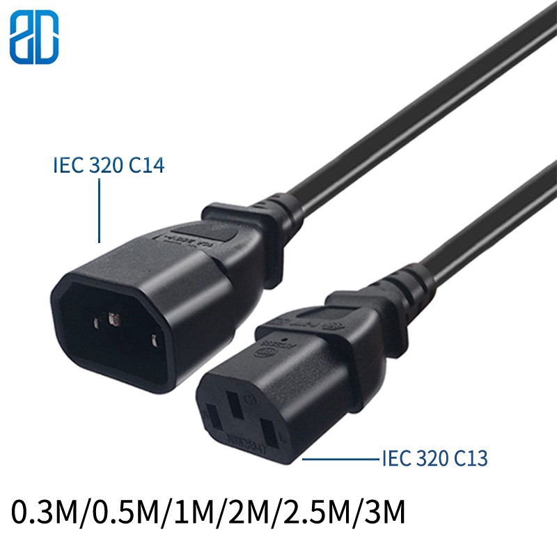 C13-C14 2.5M 3*0.75mm Male To Female AC Power Extension Cable Cord for ...