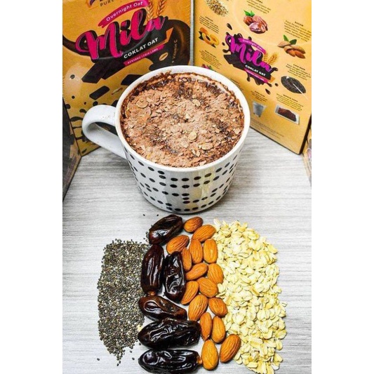 Mila Oat Coklat Strawberry (Chia Seed, Kurma Susu Badam Almond Milk ...