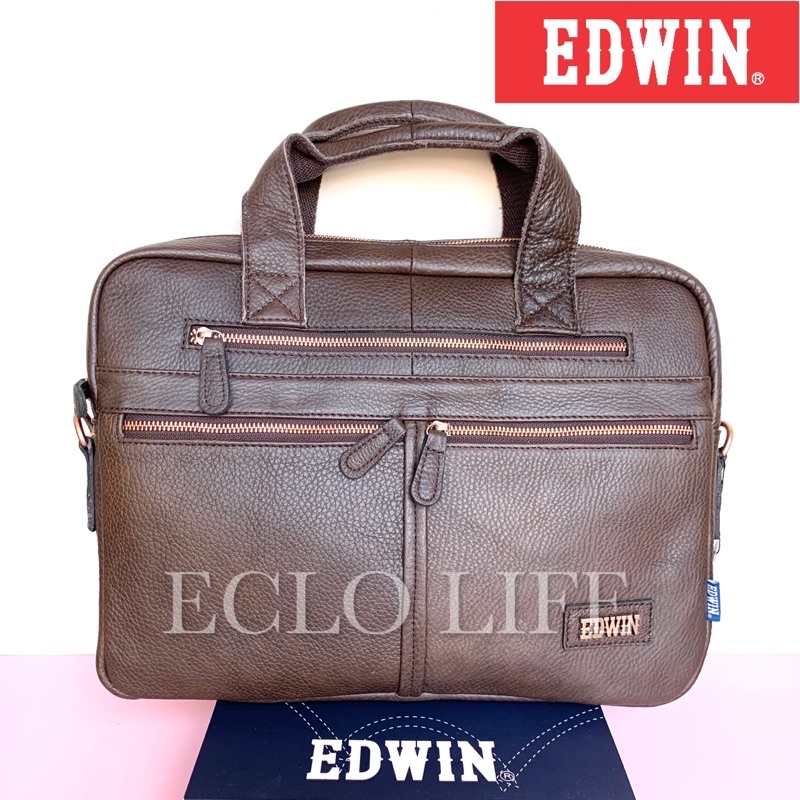 Edwin Document Bag Laptop Bag Sling Bag Messenger Bag Genuine Leather ...