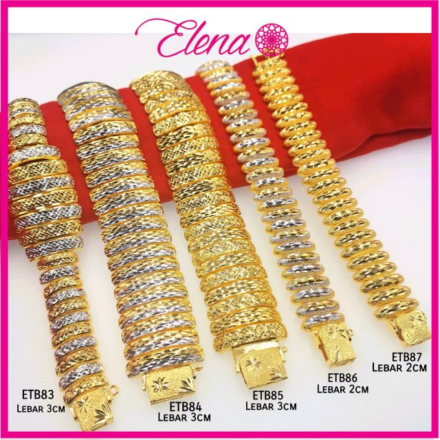 Elena Emas Bangkok Emas Sadur Gelang Tangan Dewasa/Budak Jenis Pulut ...