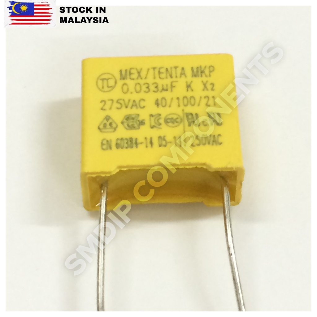 Tenta 0.033uF 275V, X2 AC Film Capacitor, 11 (H) x 6 (D) x 10mm (Lead ...