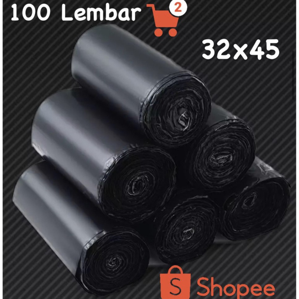 HITAM 100 Sheets 32x45 Black Plastic Bags Plastic Envelope packing ...