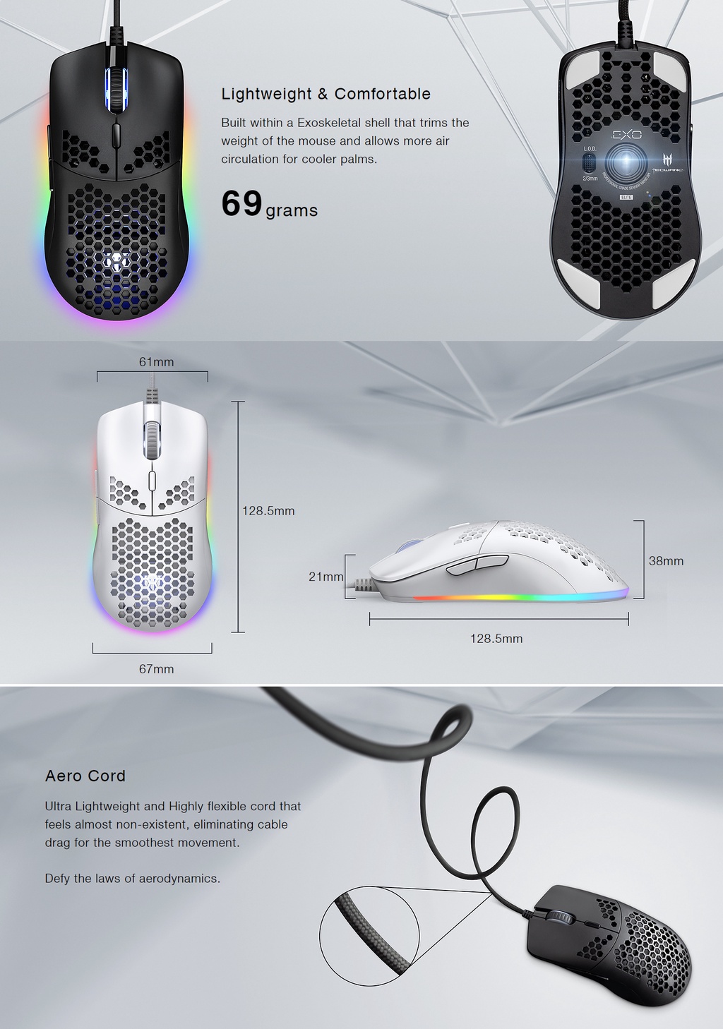 Tecware Exo L Plus RGB Gaming Mouse - (Black/White) | Shopee Malaysia