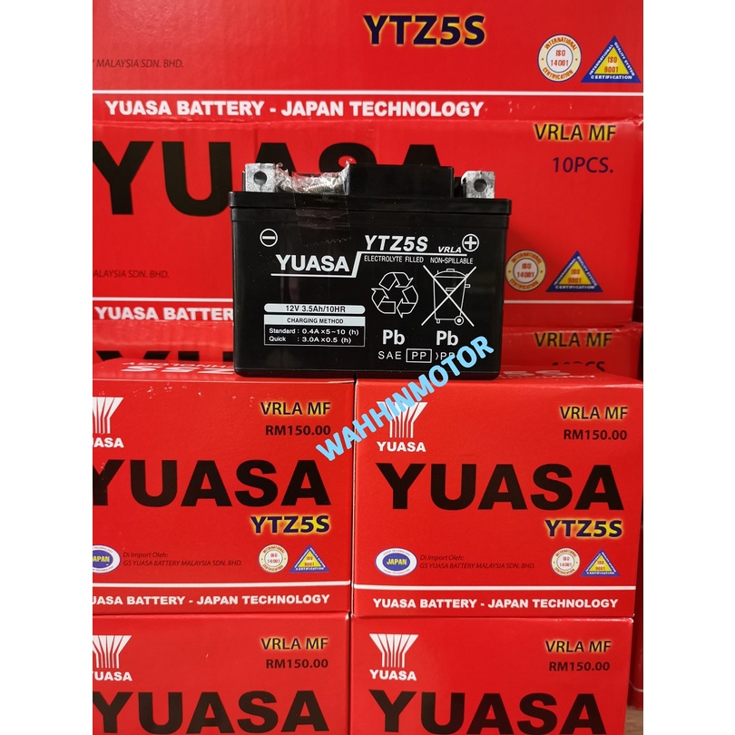 YUASA YTZ5 YTZ5S BATTERY YAMAHA Y15ZR LC135 V2 V3 V4 LC 135 Y15 Y16 EGO ...