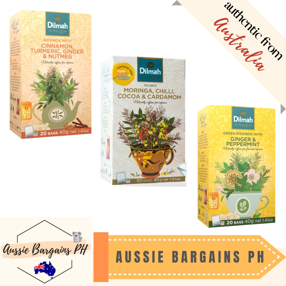 Dilmah Rooibos Tea 20pk: Ginger & Peppermint, Cinnamon Turmeric ...