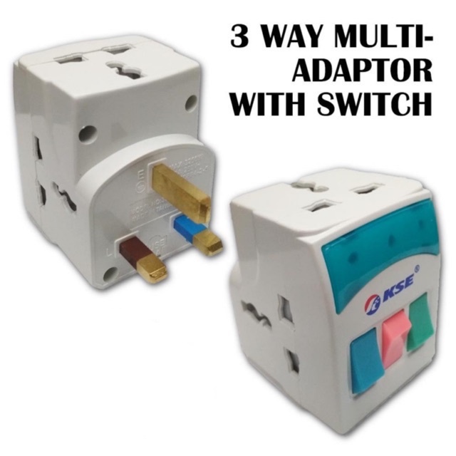 KSE 3 Way Universal Multi Adapter Switch +2usb 3 Pin / UK Plug Multi ...