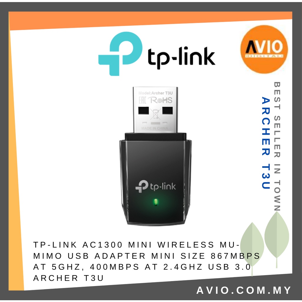 TP-LINK Tplink Archer T3U AC1300 Mini Wifi Wireless MU MIMO Mini USB ...