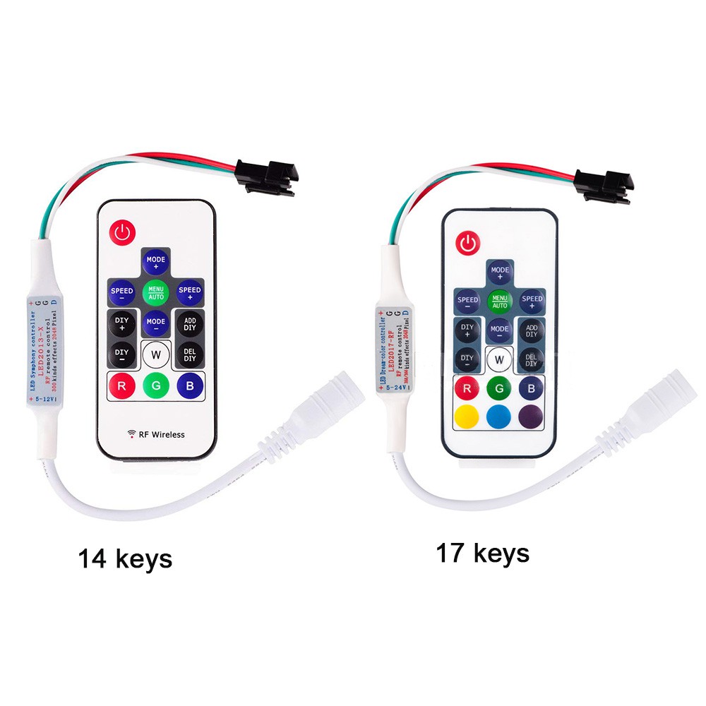 WS2811 and WS2812B DC5-12V 14keys 17keysWireless RF Led RGB Controller ...