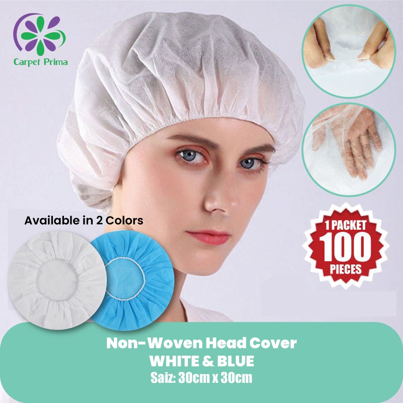 Head Cover White/Blue 100pcs PPE | Shopee Malaysia