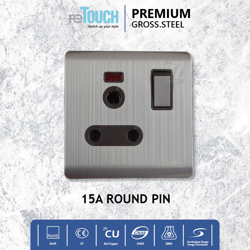 [Sirim] Retouch Premium Gross Steel Aluminium Socket 3Pin 13A, 13A Big ...