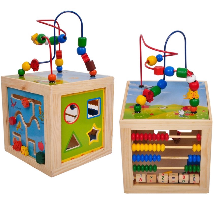 5 in 1 Learning Cube Bead Maze Montessori Wooden Kids Educational Toys ...