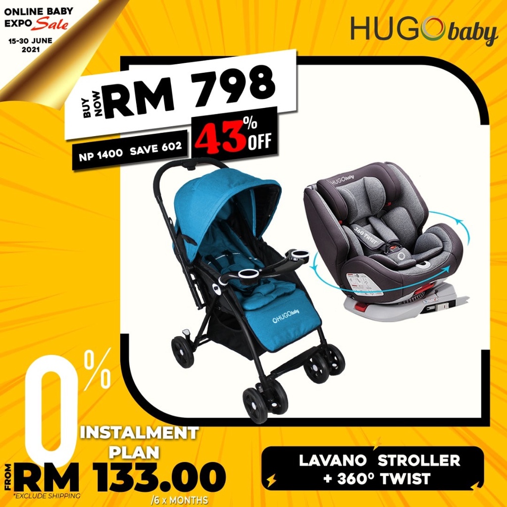[COMBO SALE] HUGO BABY 360 Twist Rotation Isofix Baby Carseat + Lavano ...