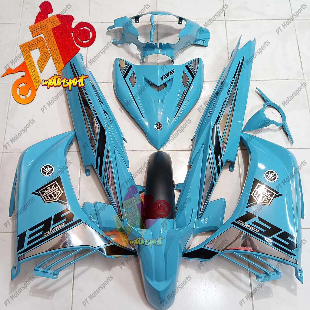 Yamaha Lc 135 Cover Set Body Sky Blue Edition Sticker Rainbow Chrome ...