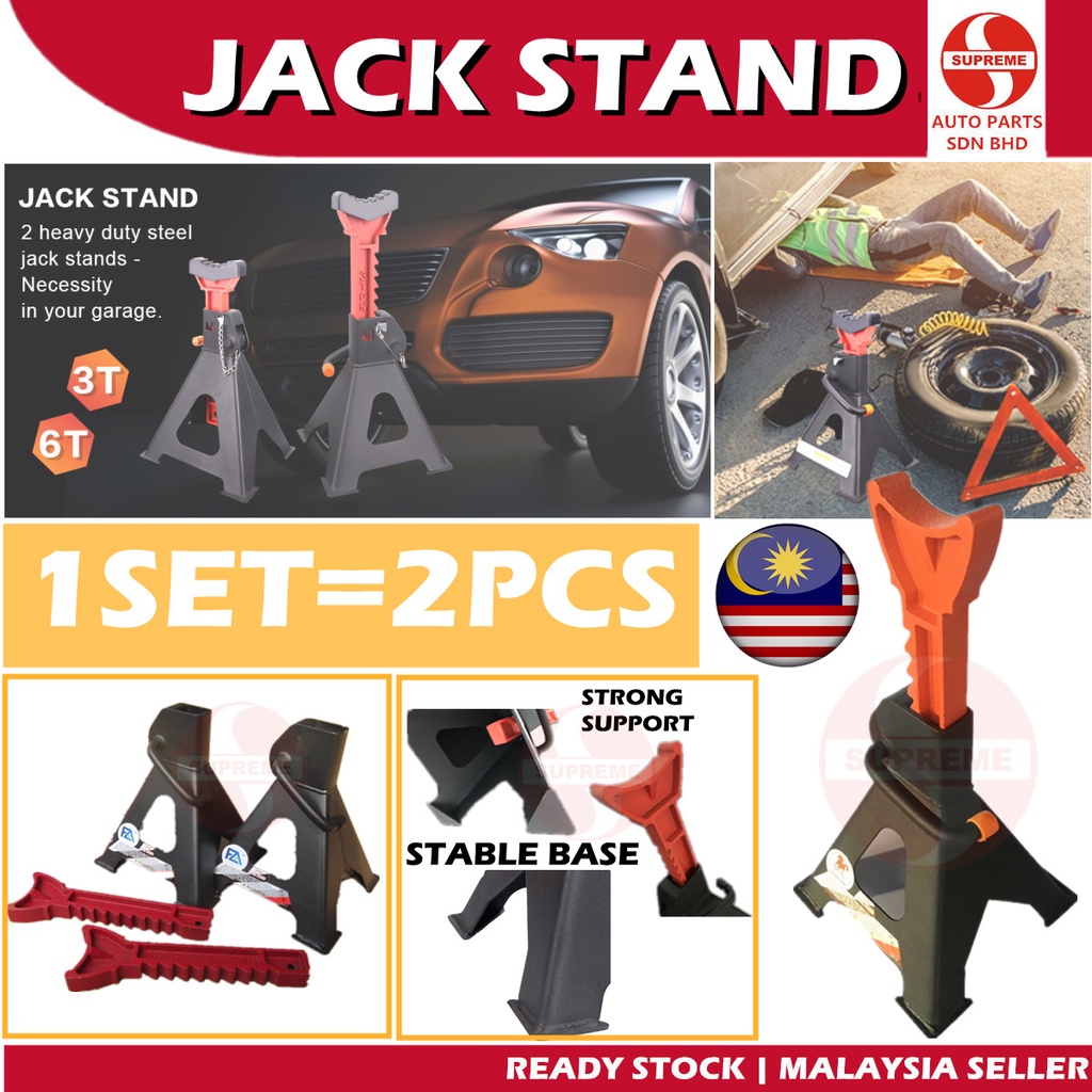 S2U Car Truck Heavy Duty Jack Stand Repair Tool Adjustable 3T 6T Jek ...