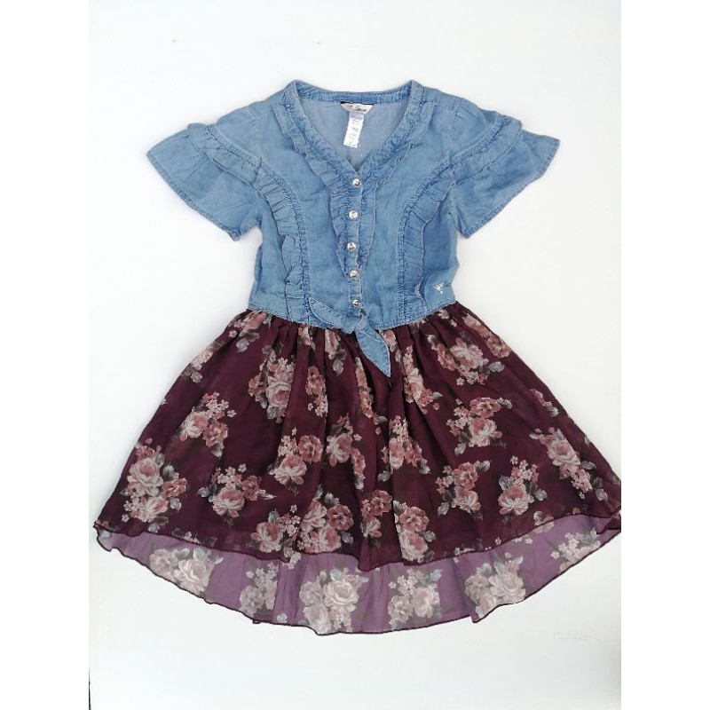 guess kids girl denim two-fer dress(12m-14y) | Shopee Malaysia
