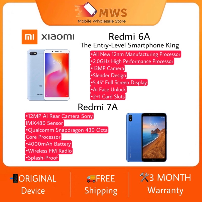 🚚🇲🇾🔥🔥CRAZY PROMOTION🔥🔥Xiaomi Redmi 6/6A/7A 5.45"Inch 3+32GB Android 8.1 ...