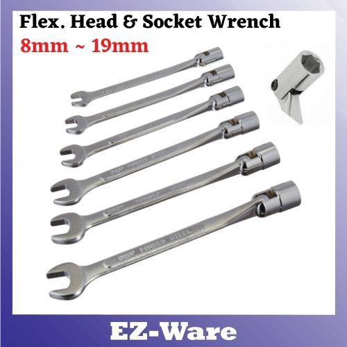 6 Point Flexible Open End & Socket Wrench ( 8MM-19MM ) | Shopee Malaysia