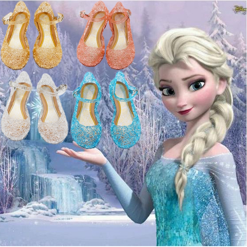 Kids Girls Crystal Jelly Sandals Princess Frozen Elsa Cosplay Party ...