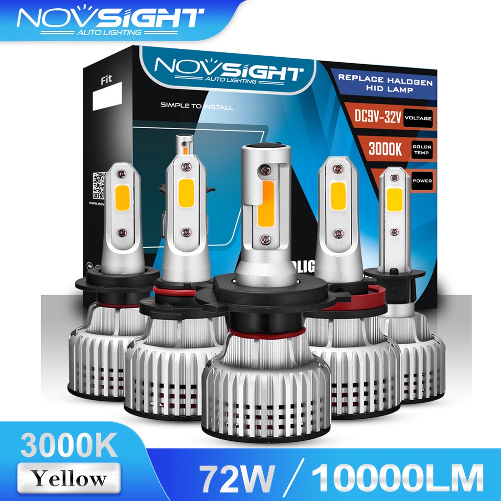 Novsight N12Y 3000K Car LED headlight fog light H4 H7 H1 H11 H3 HB2 9005 9006 9003 HB4 HB3 Lamp ...