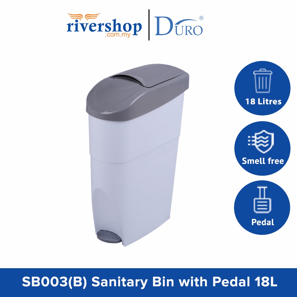 DURO Sanitary Bin with Pedal 18L / Sanitary Dustbin Grey / Garbage ...