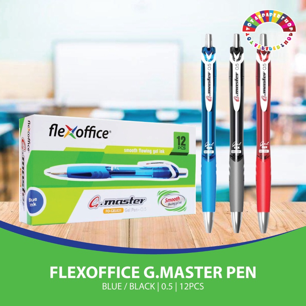 Flexoffice G.master Gel Pen 0.5 & 0.7/Blue/Black (12pcs/ box) | Shopee ...