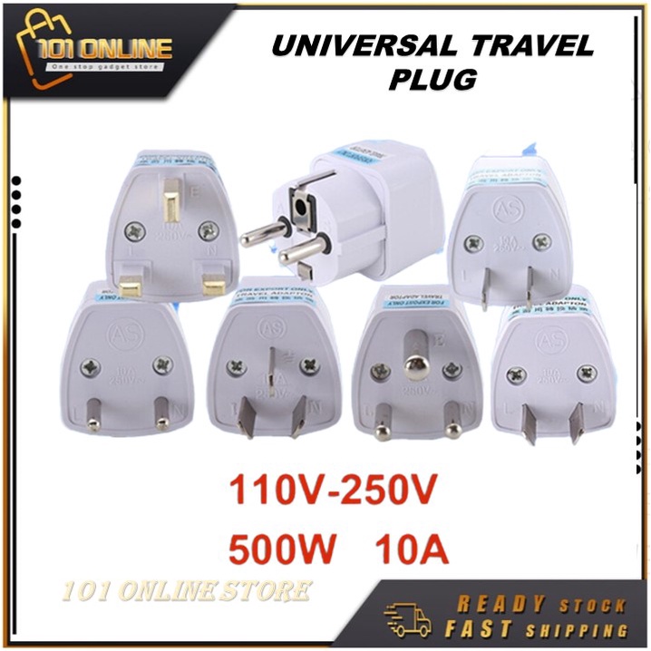 Universal EU Plug Adapter 500W 10A 110V-250V International AU UK US EU ...