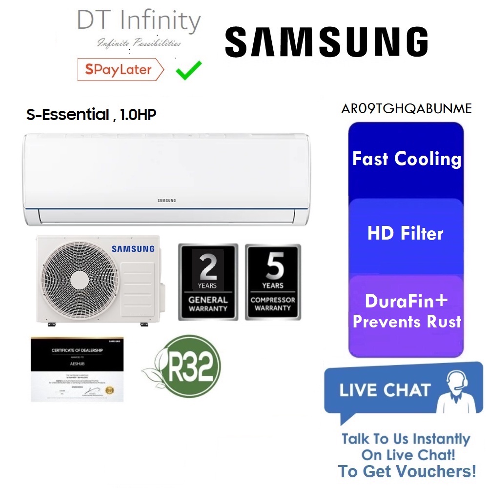 Samsung Aircond 1.0HP Non Inverter R32 Gas Aircon Air Conditioner ...