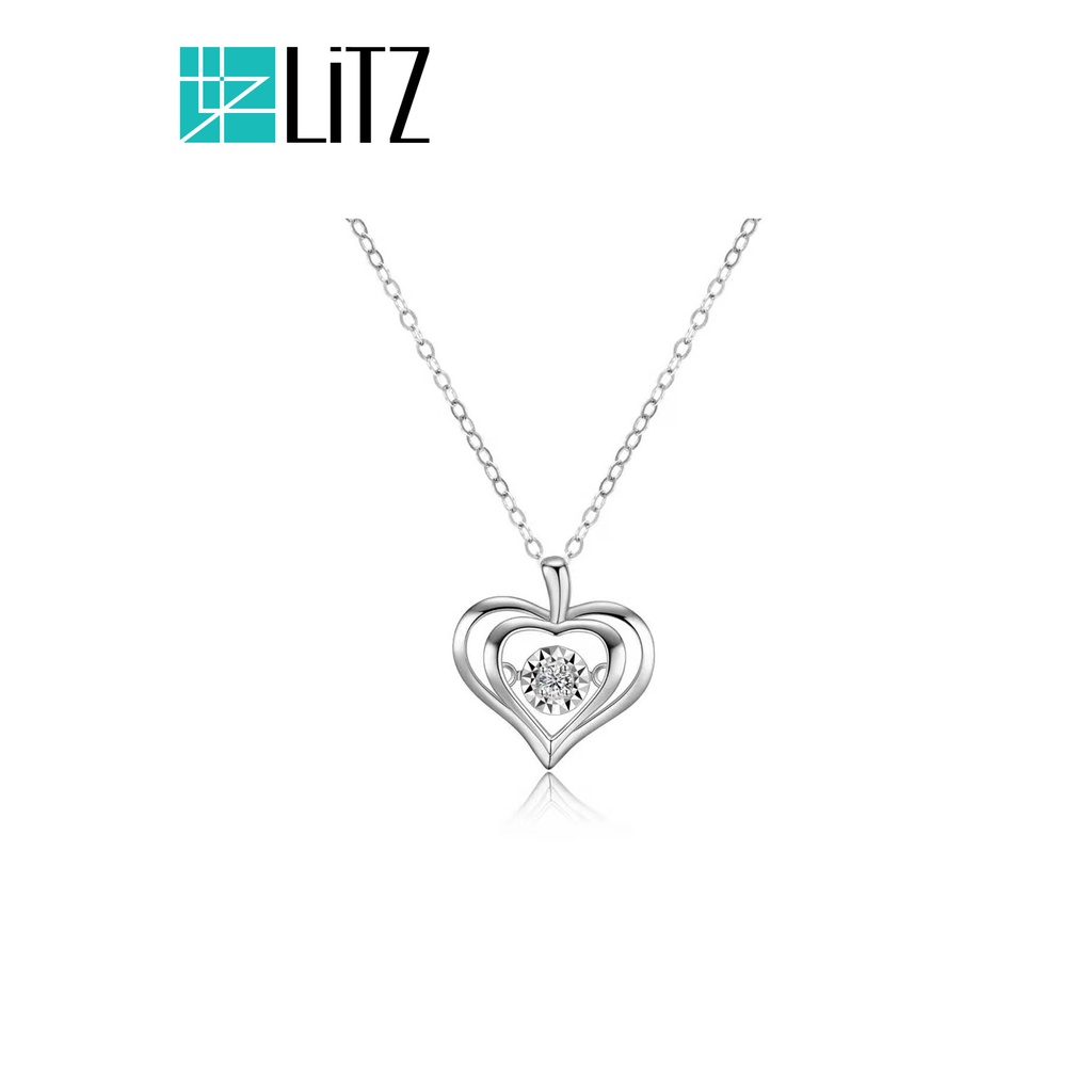 [ Free Necklace ] LITZ 18K White Gold Diamond Pendant DC46 | Shopee ...