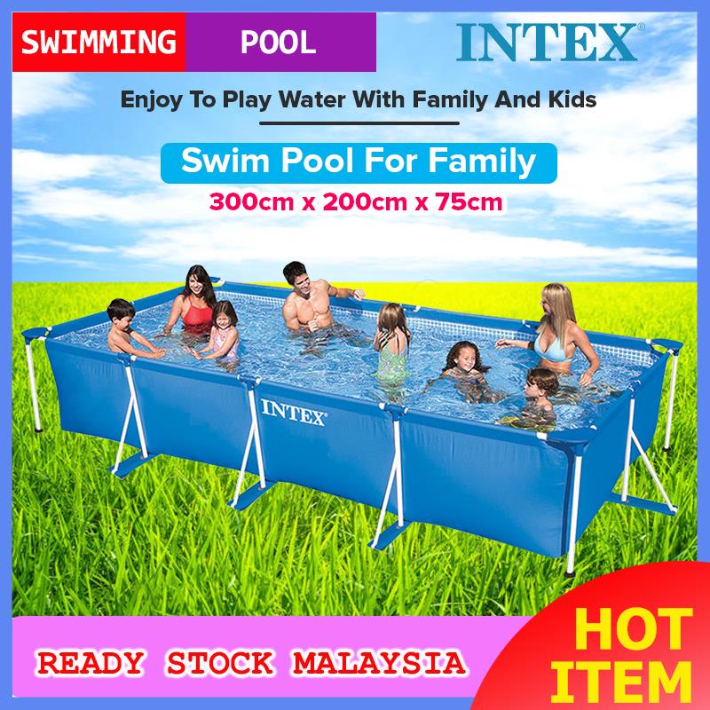 INTEX 28272 3.0M Rectangular Frame PVC Bracket Family Adult Kids ...