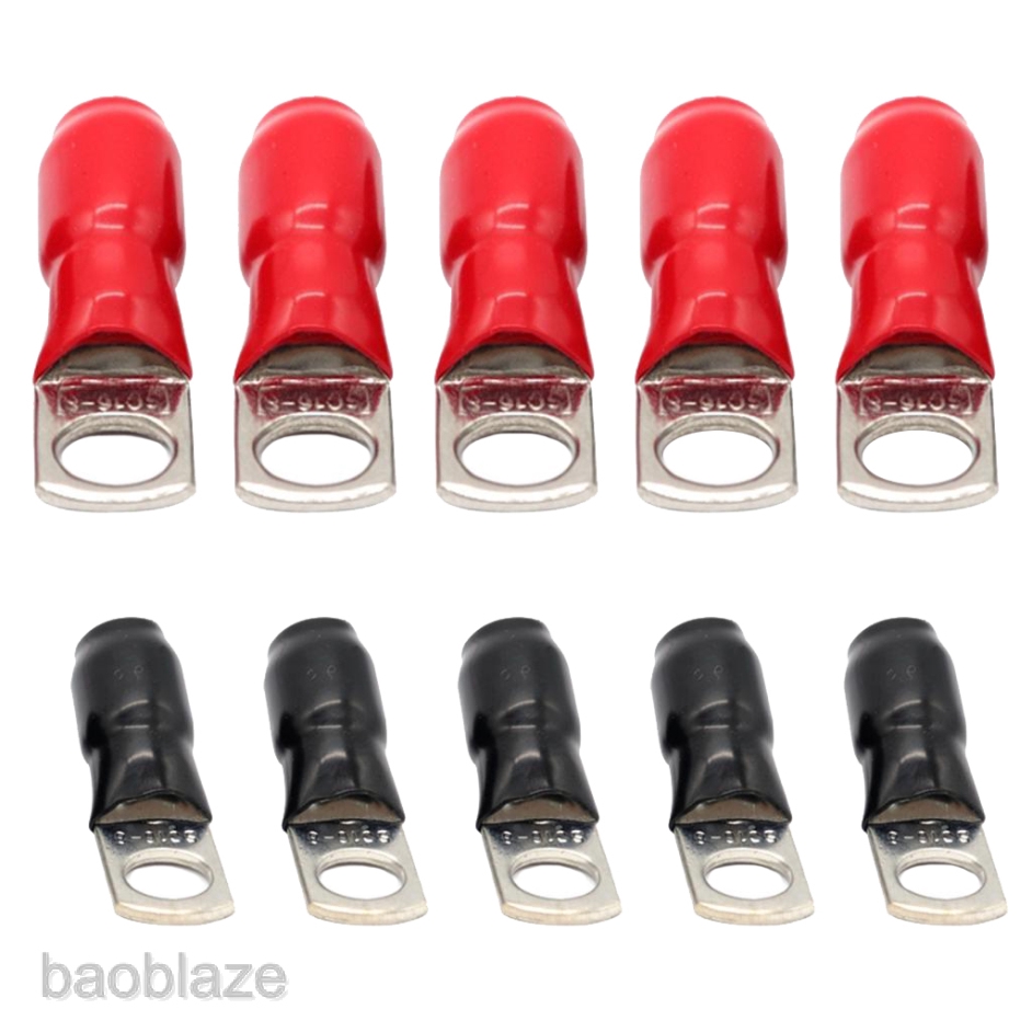 10pcs Copper Tube Terminals Battery Cable Lug Crimps W/ Caps Wiring ...