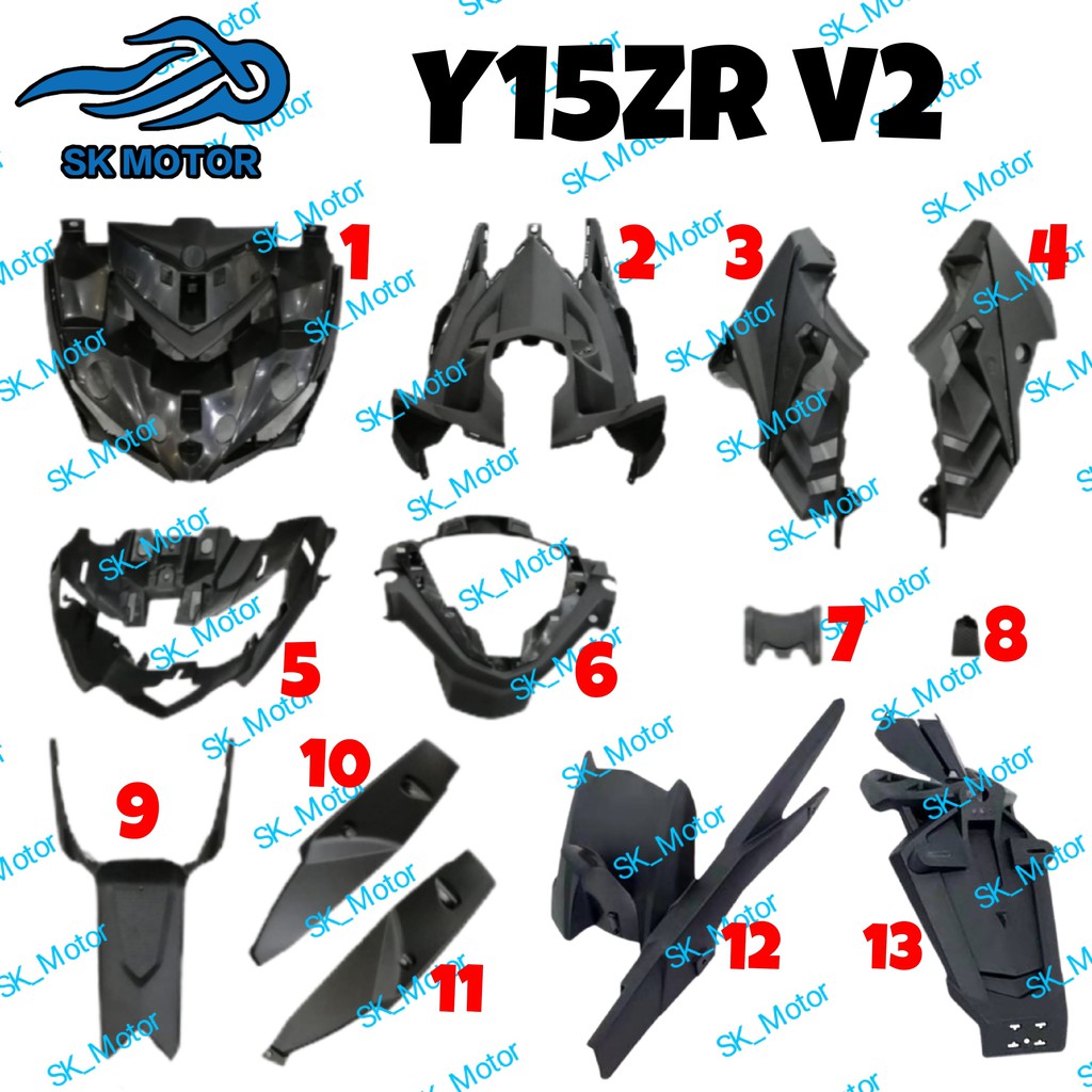 Yamaha Y15ZR Y15 YSUKU V2 Original Inner Cover Full Set Kaver Hitam Meter Cover Tengah Tank ...
